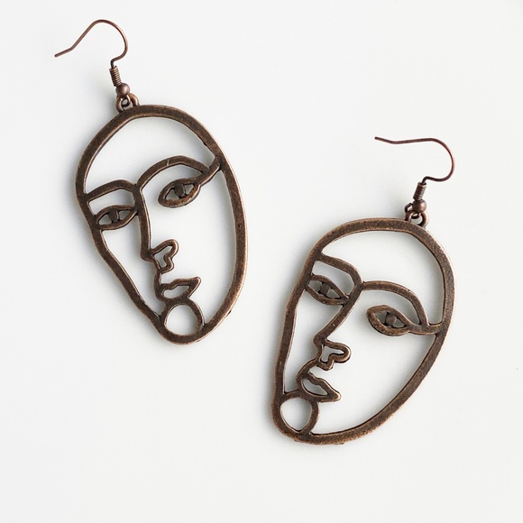 Jewelry | New Human Face Earrings Bronze Color | Poshmark